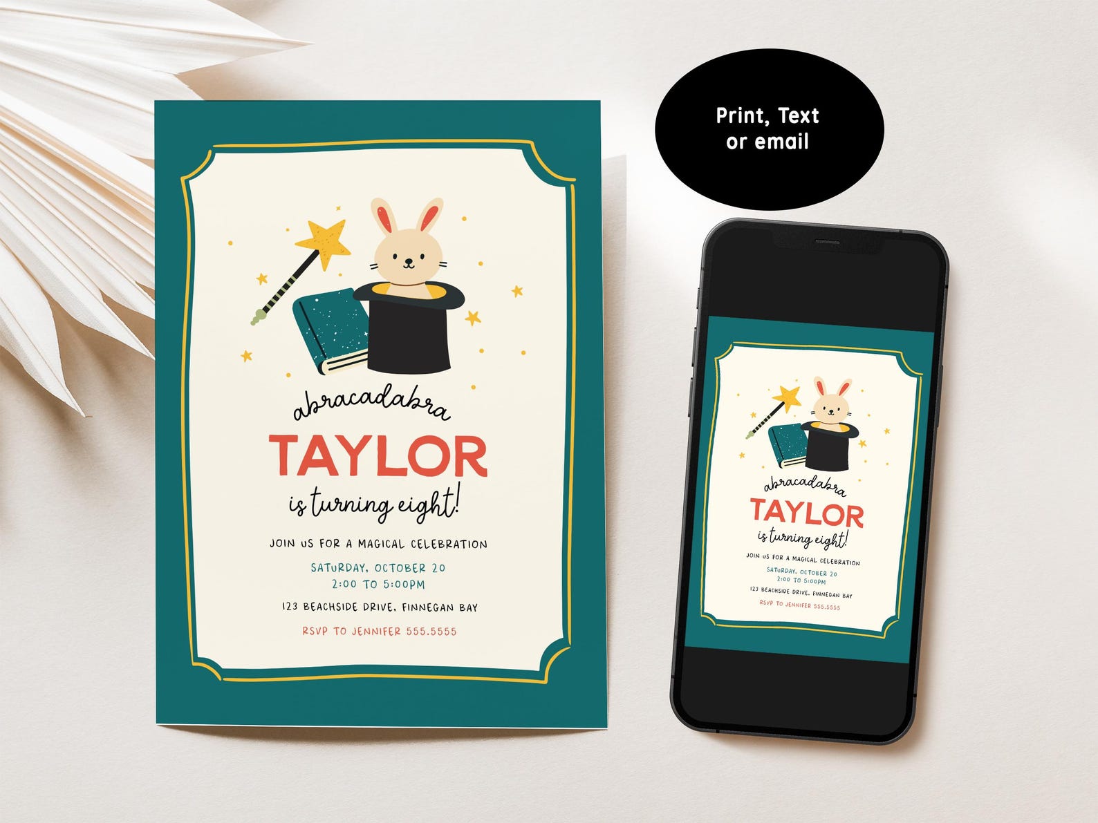 Magic Birthday Party Invite, Editable Magician Birthday Invitation ...