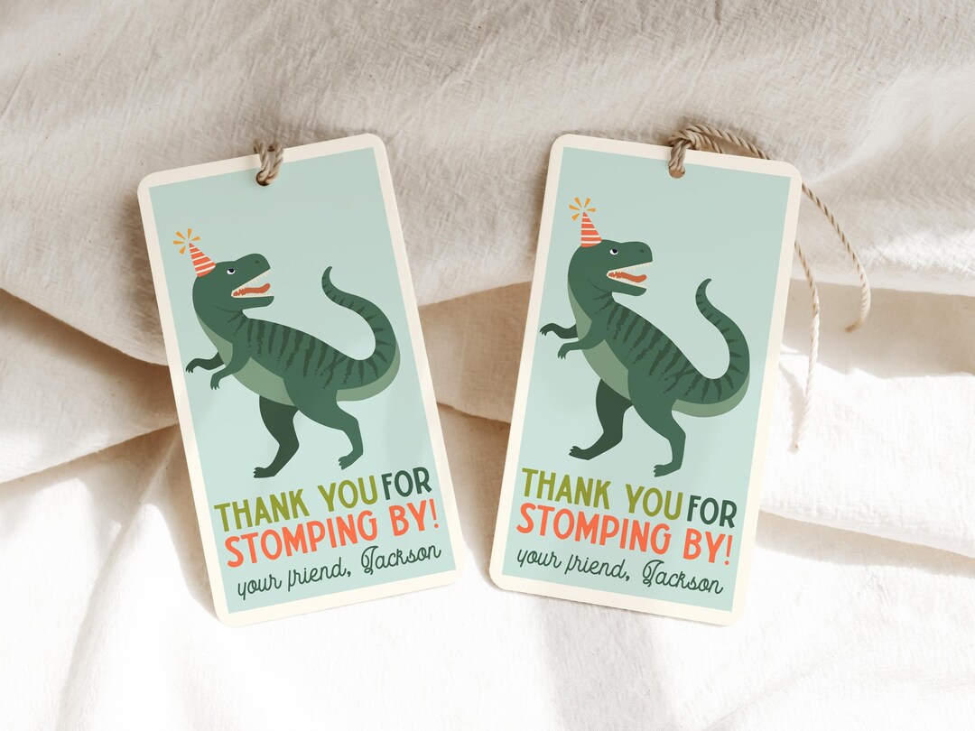 Dinosaur 3rd Birthday Tags, Three Rex Party Tag Template, Printable Boy ...