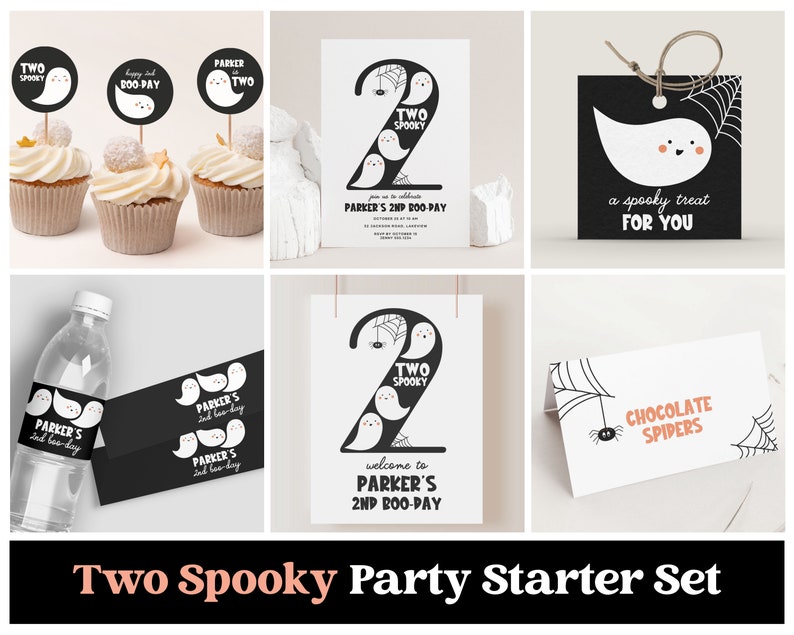 Two Spooky Birthday Welcome Poster Template, Editable Ghost Party Sign ...