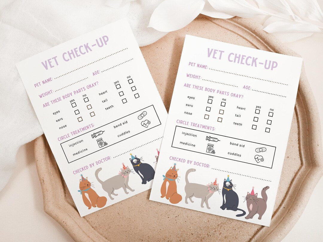 Cat Vet Check-up Game, Printable Kitten Birthday Vet Game, Girl ...