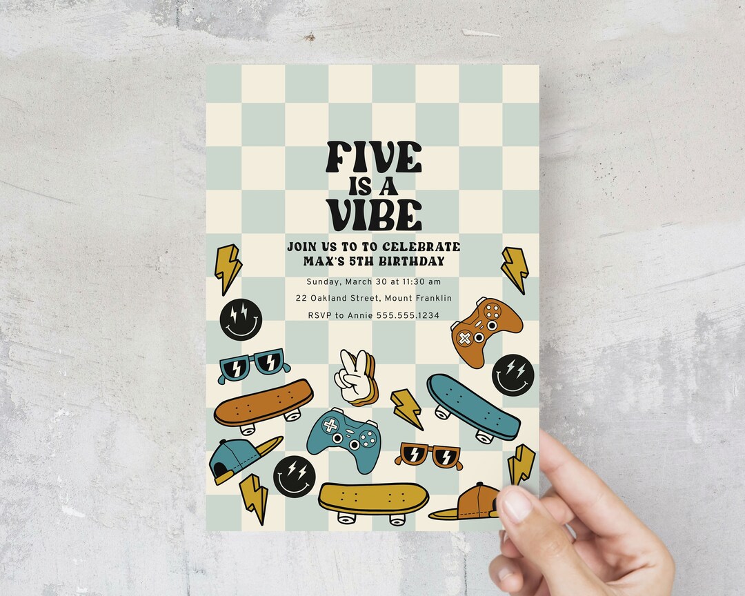 Five is a Vibe Invitation Template, Cool 5th Birthday Invite ...