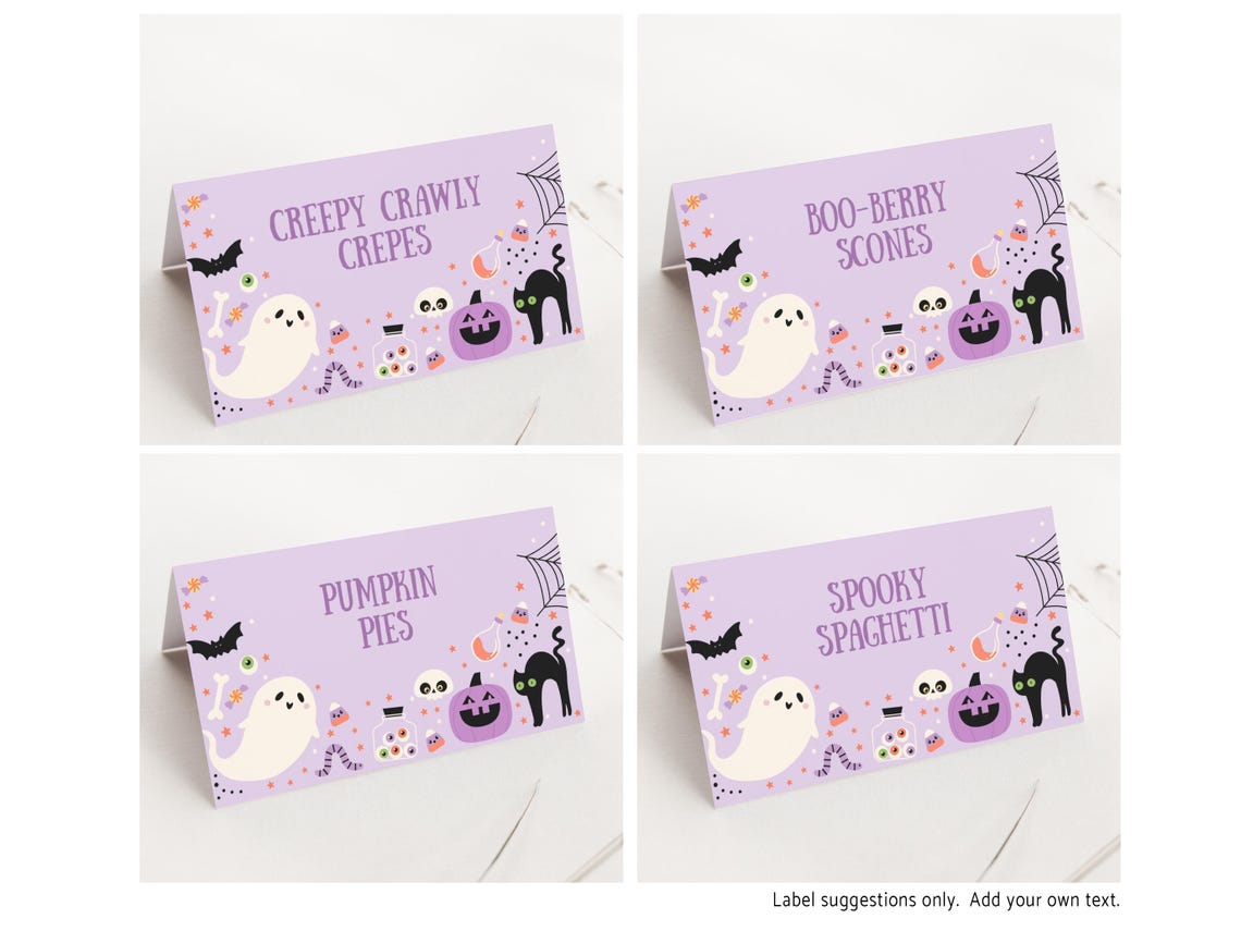Spooky Birthday Food Labels, Printable Halloween Party Buffet Cards ...