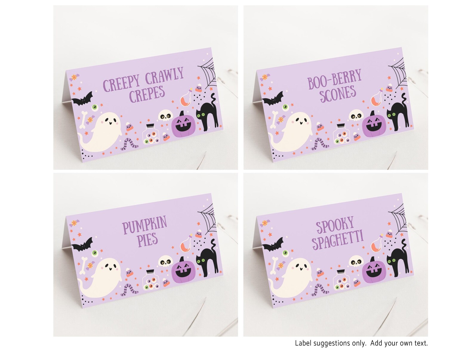Spooky Birthday Food Labels, Printable Halloween Party Buffet Cards ...