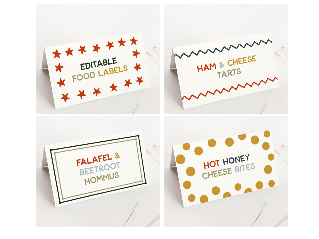 Food Label Tent Cards, Printable Boy Birthday Decorations Editable ...