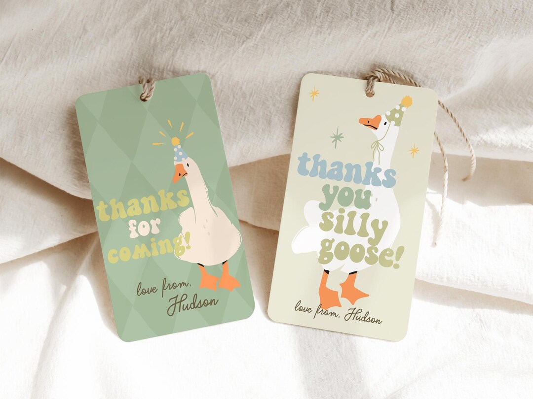 Silly Goose Favor Tags, One Silly Goose Thank You Tag Template, Boy 1st ...