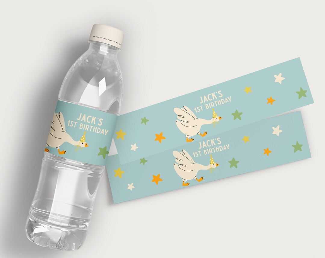 Goose Birthday Bottle Labels, One Silly Goose Water Bottle Wrapper ...