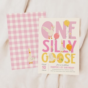 Two Silly Invitation, Silly Goose Girl Birthday Invitation, Goose 2nd ...
