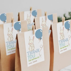 Bunny Birthday Party Tags, Bunny Rabbit Birthday Favor Tag Template ...