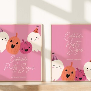 Hot Pink Halloween Birthday Signs, Editable Spooky Girl Birthday ...