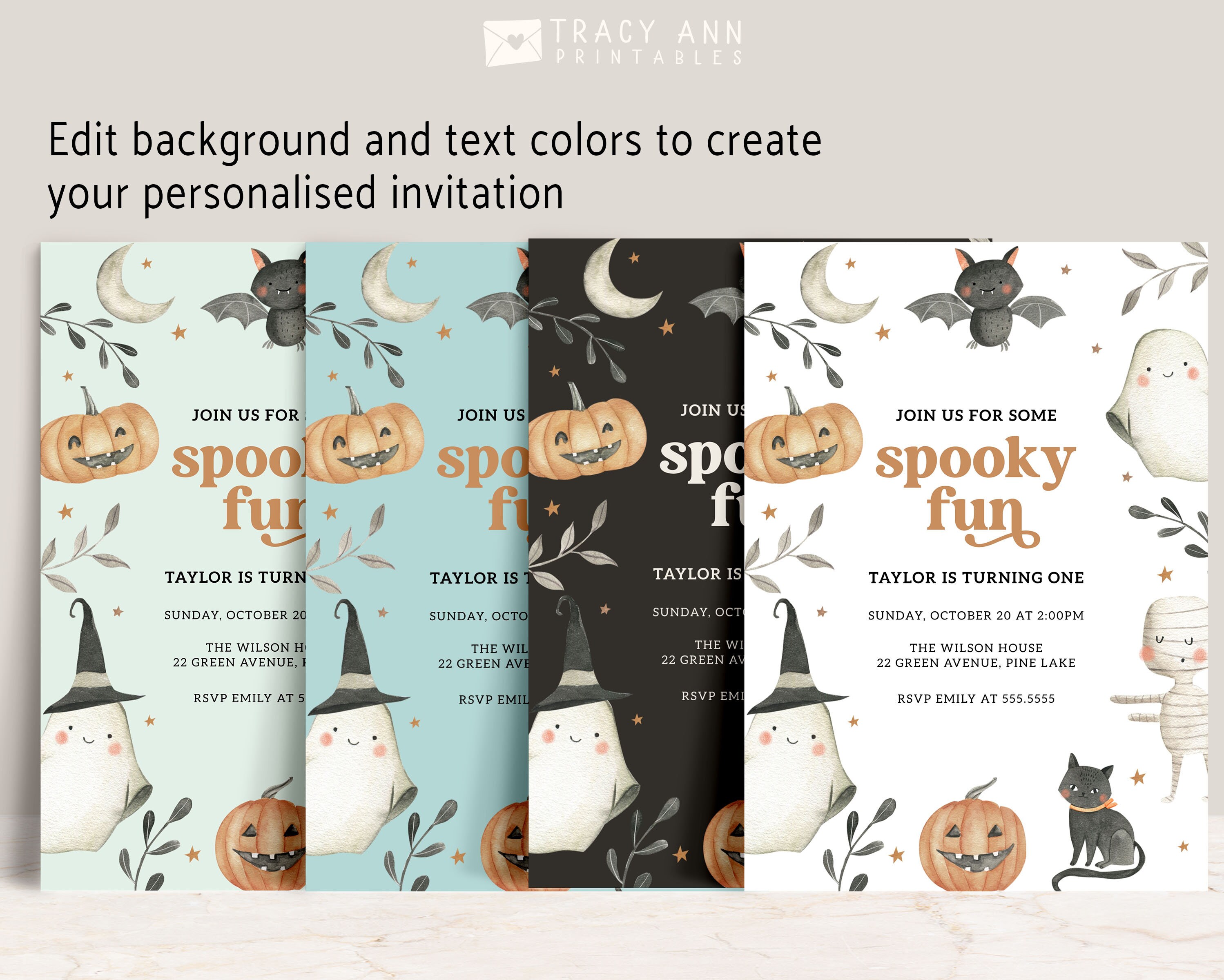 Spooky One Party Invitation, Halloween Boy 1st Birthday Invitation ...