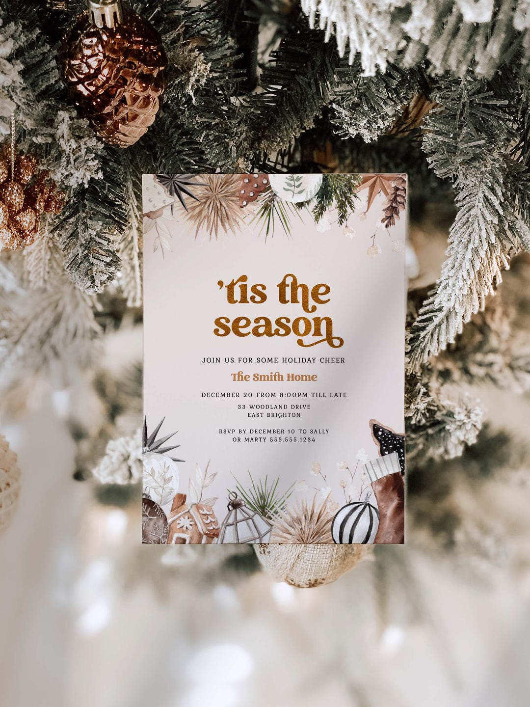 Modern Christmas Party Invitation, Editable Holiday Party Invite ...