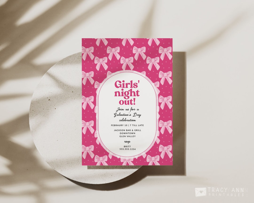 Girls' Night Out Party Invitation, Galentine's Day Invitation Template ...