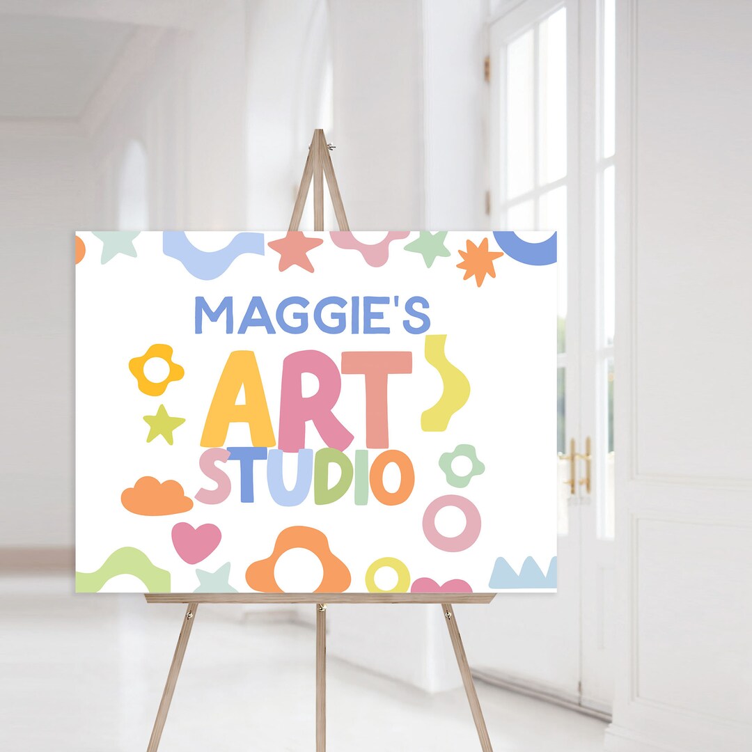 Art Party Sign Template Printable Art Birthday Sign Editable - Etsy