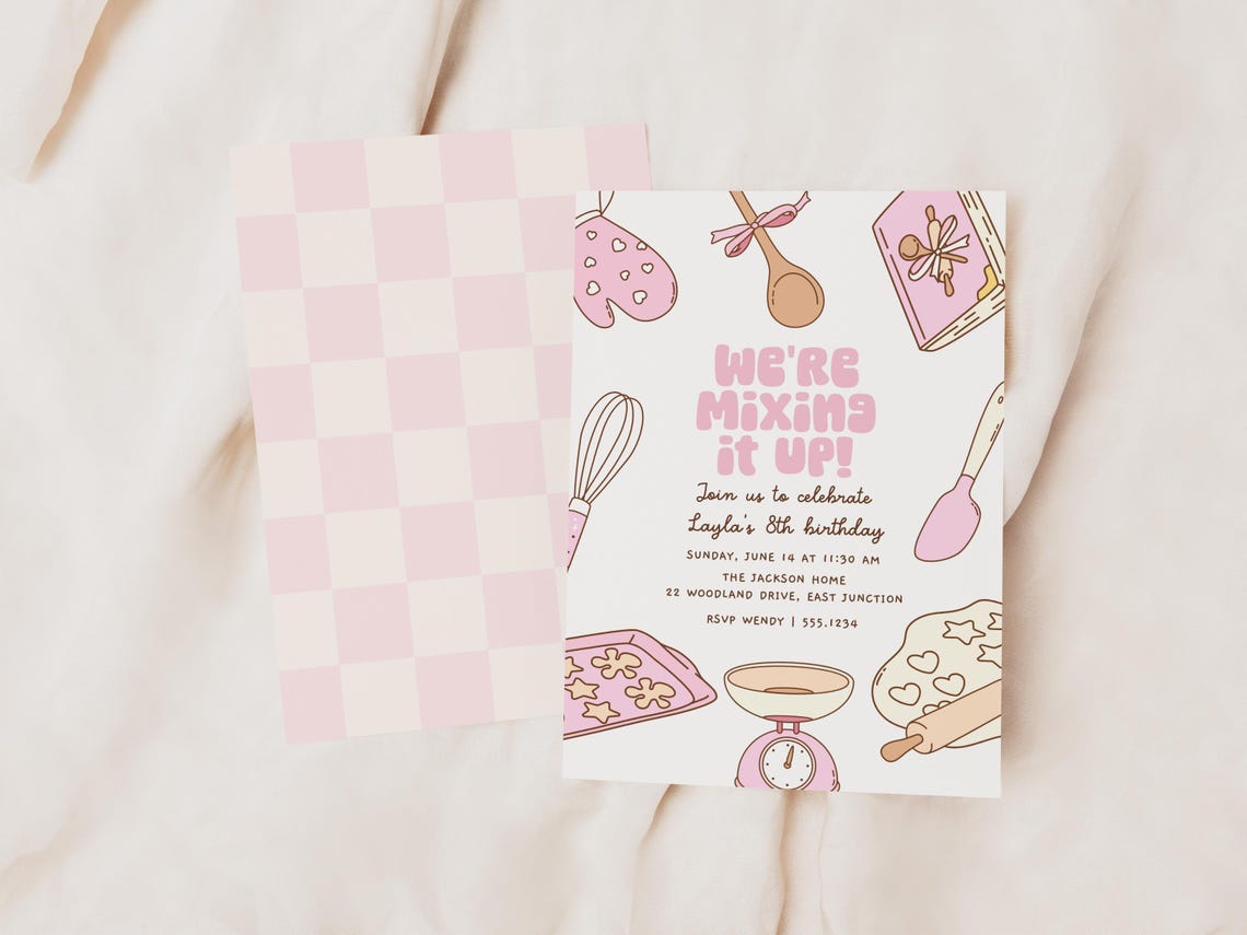 Baking Birthday Invitation Template, Girl Birthday Party Invite ...