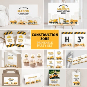 Construction Party Gable Box Label Template, Printable Boy Birthday ...