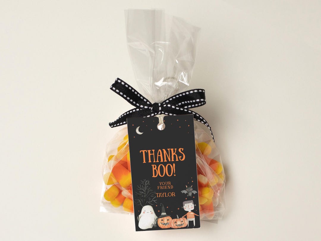 Spooky Thank You Tags, Editable Halloween Birthday Favor Tag Template ...