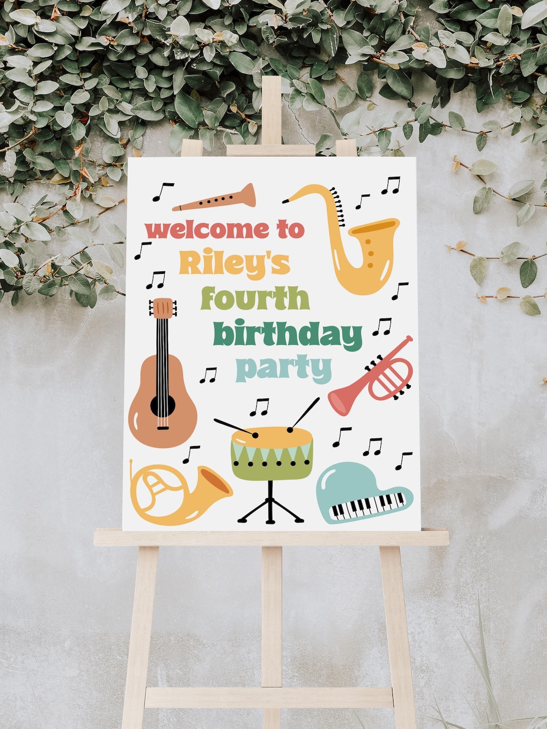 Music Birthday Welcome Sign, Musical Birthday Party Welcome Poster ...