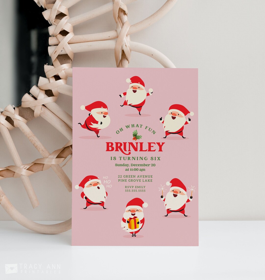 Christmas Birthday Invitation Template Girl Holiday Birthday - Etsy