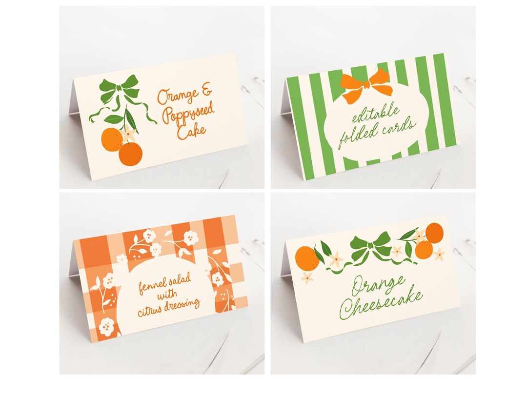 Little Cutie Baby Shower Food Labels, Printable Citrus Place Cards B931 ...