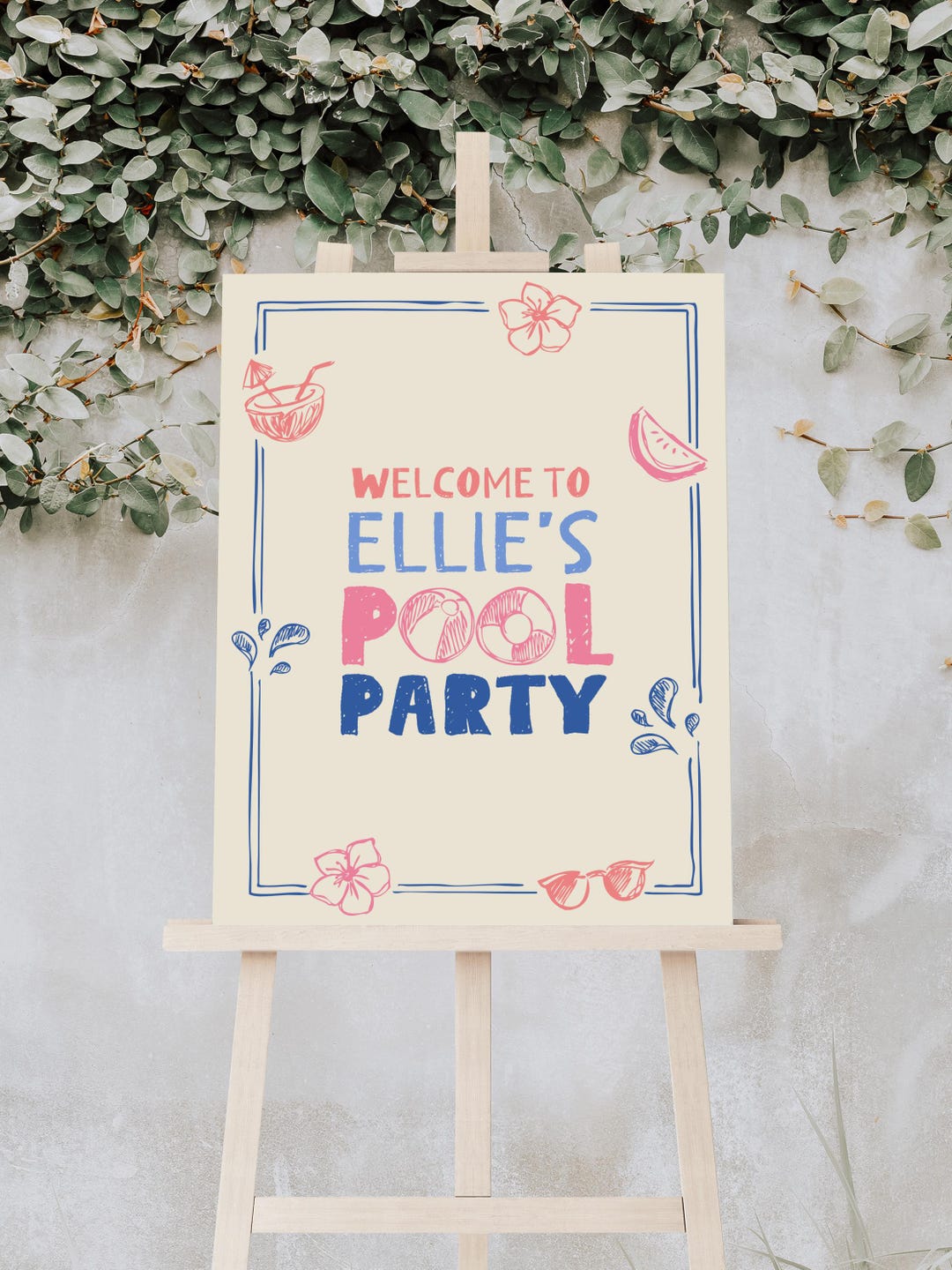 Pool Party Welcome Sign, Pool Birthday Party Welcome Poster Template ...