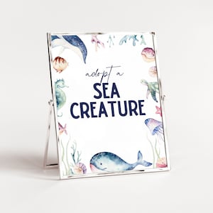 Adopt a Sea Creature Printable Party Game, Adopt a Fish Birthday Game ...