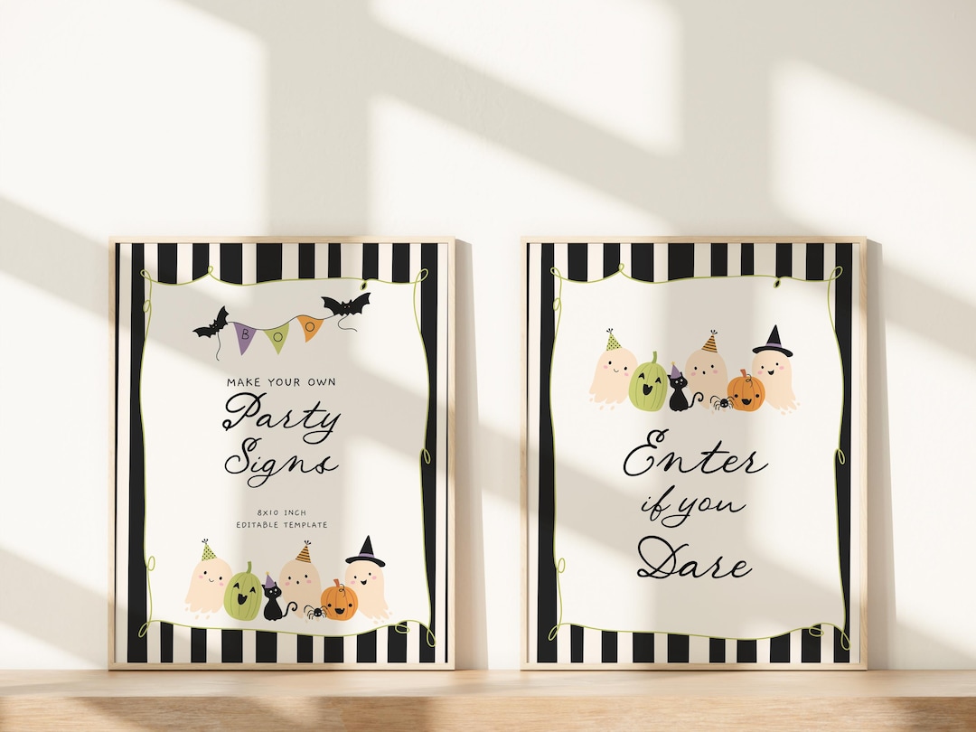 Halloween Party Sign Template, Custom Spooky Birthday Signs Printable ...
