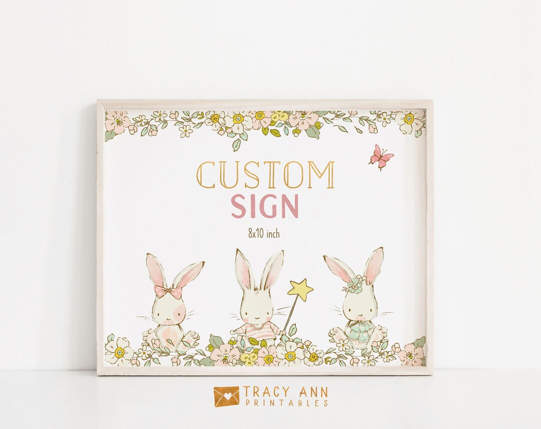Editable Bunny Party Sign | Bunny Birthday Custom Sign | Easter ...