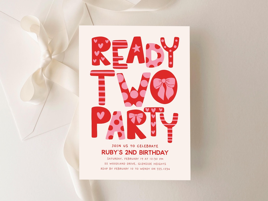 Ready Two Party Invitation, Girl 2nd Birthday Party Invite Editable ...