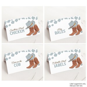 Cowboy Food Label Template, Printable First Rodeo Party Place Cards ...
