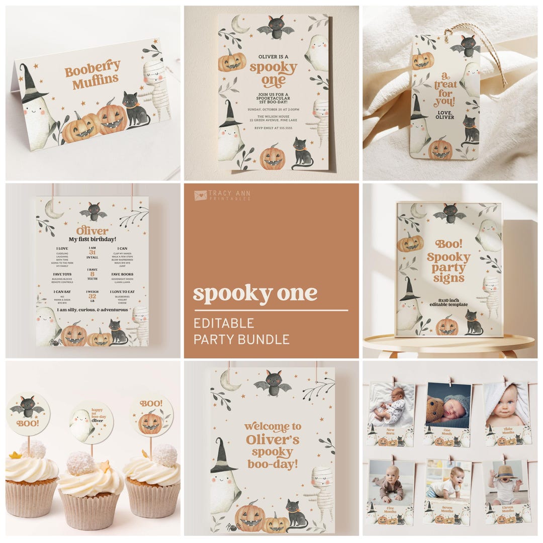 Spooky One Invitation Party Set, Halloween Boy 1st Birthday Decorations ...