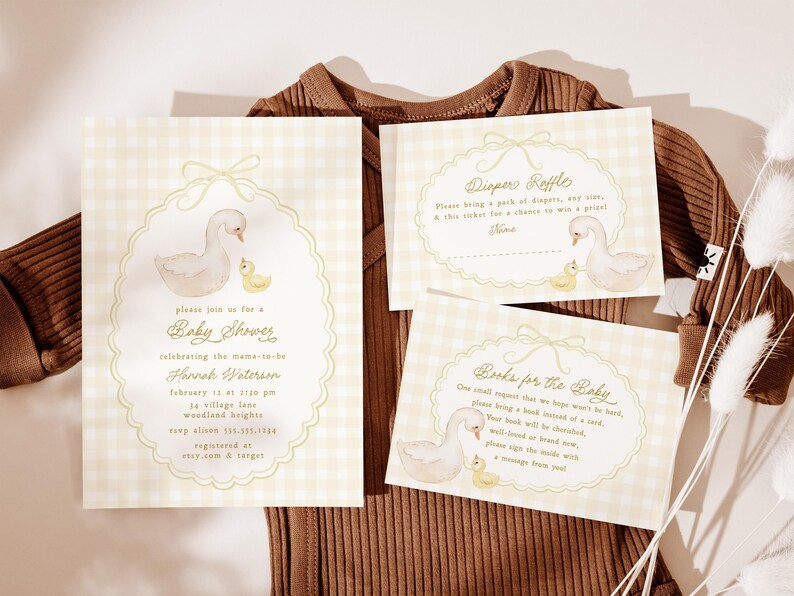 Goose Baby Shower Invitation, Mother Goose and Gosling Books for Baby ...