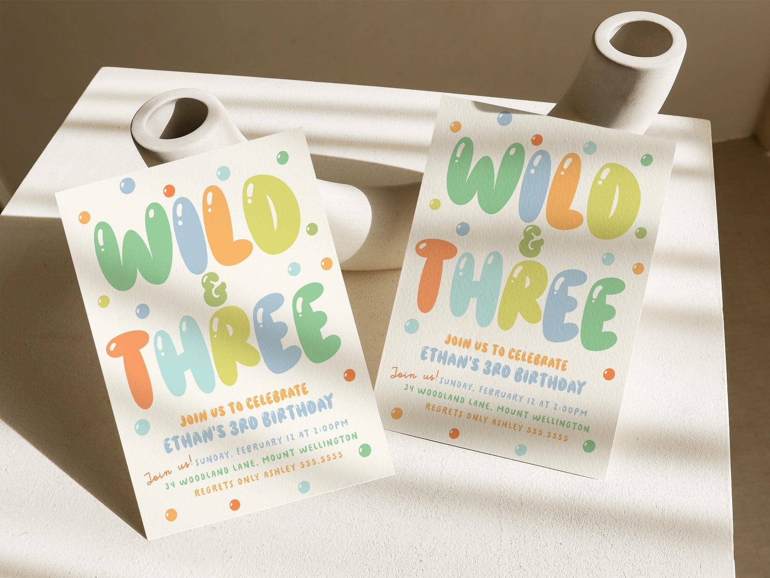 Wild and Three Invitation, Confetti Party Invitation Template, Balloon ...