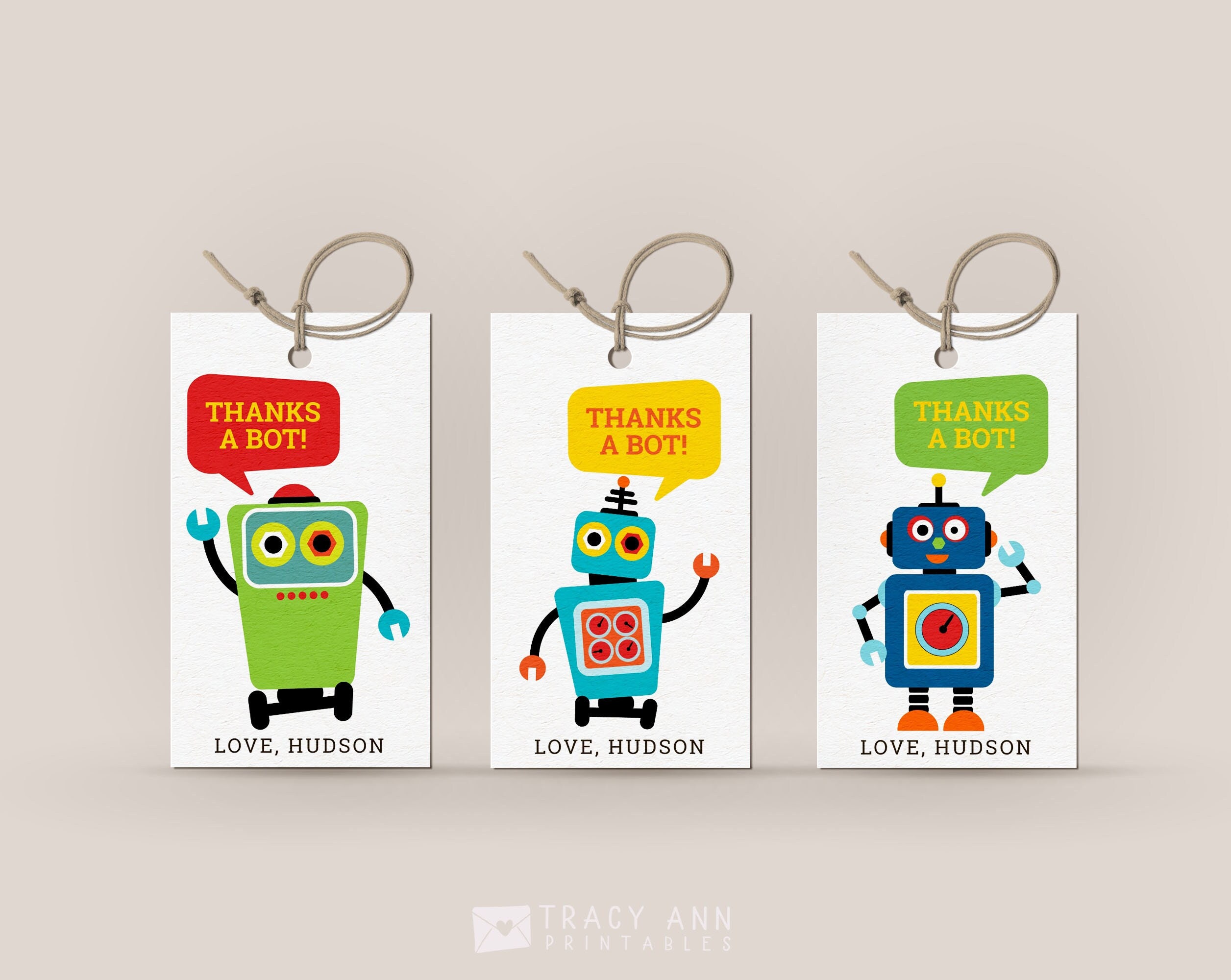 Robot Printable Gift Labels Template