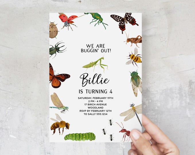Editable Bug Birthday Invitation - Insect Birthday Invite Template ...