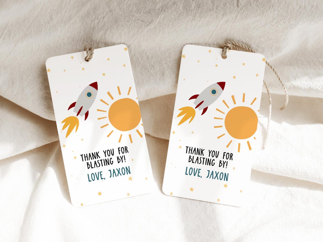 Space Birthday Tags, Editable Thank You Tag Template, Editable 1st ...