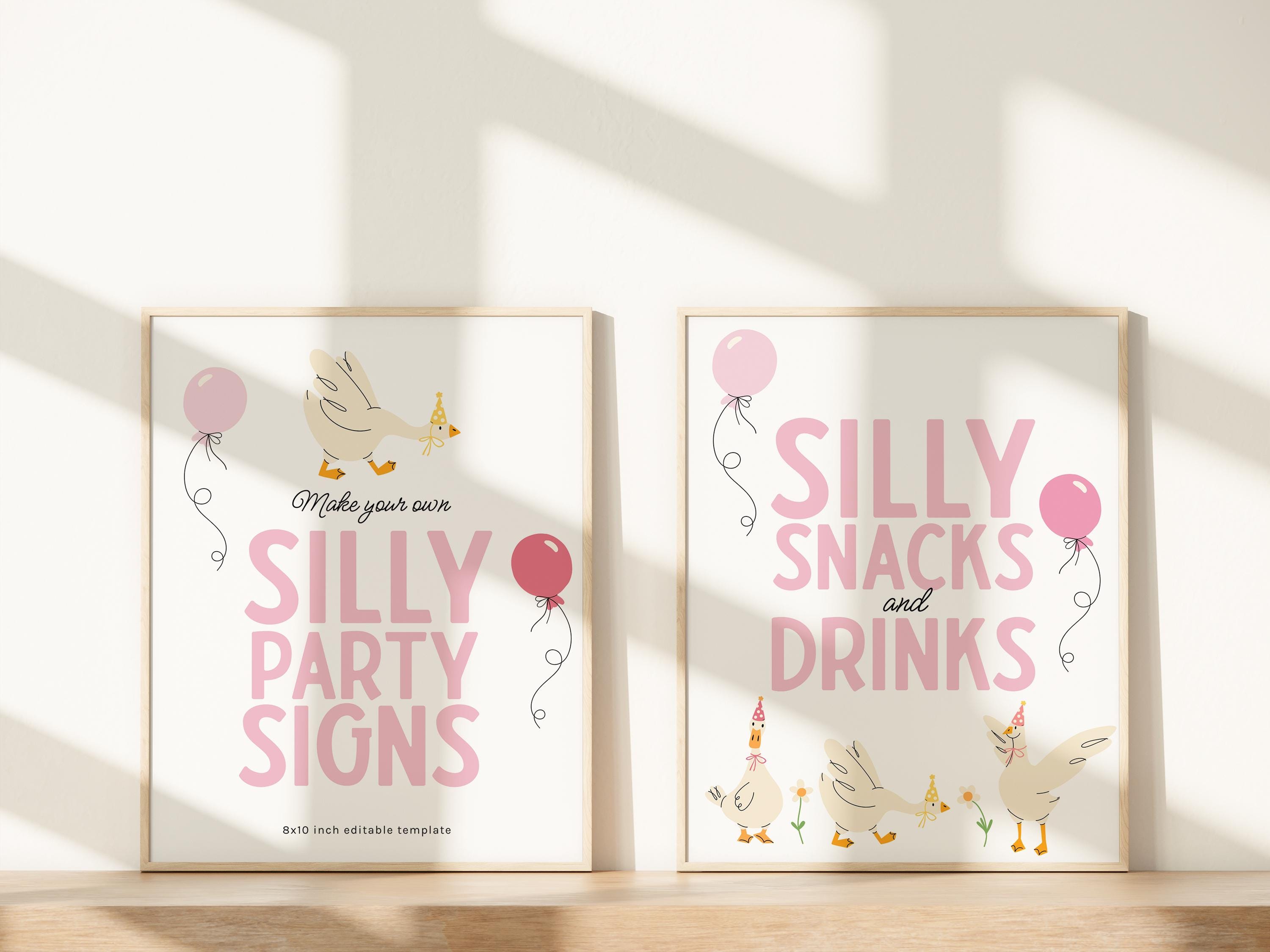 Silly Goose Party Signs, Girl 1st Birthday Party Sign Template B927 - Etsy