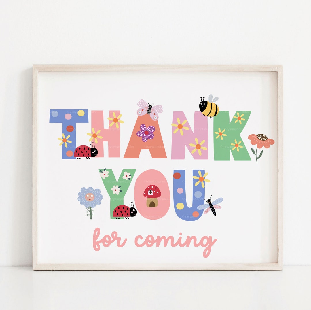 Thank You for Coming Sign, Girl Birthday Party Signs, Instant Download ...