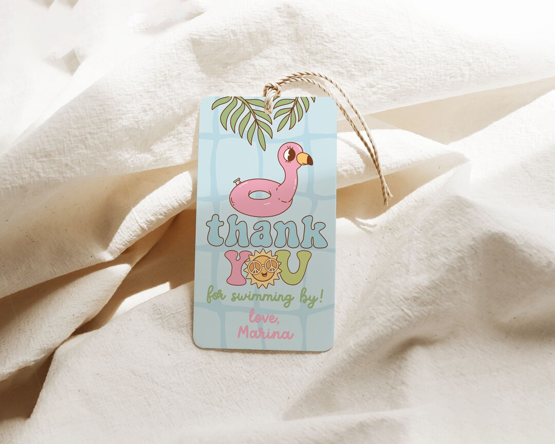 Pool Party Favor Tags, Editable Swim Party Thank You Tag Template ...