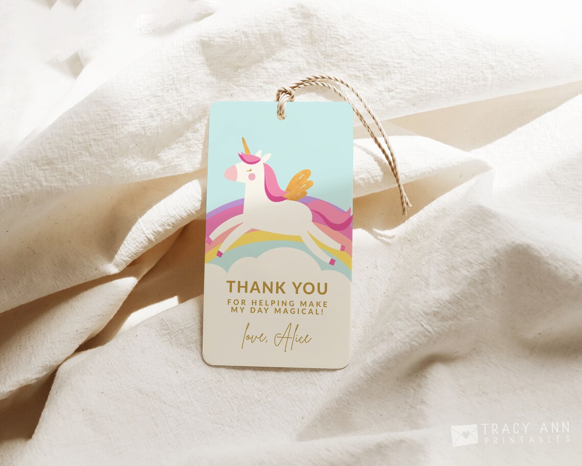 Unicorn Party Gable Box Label Template, Editable Rainbow Pony Birthday ...