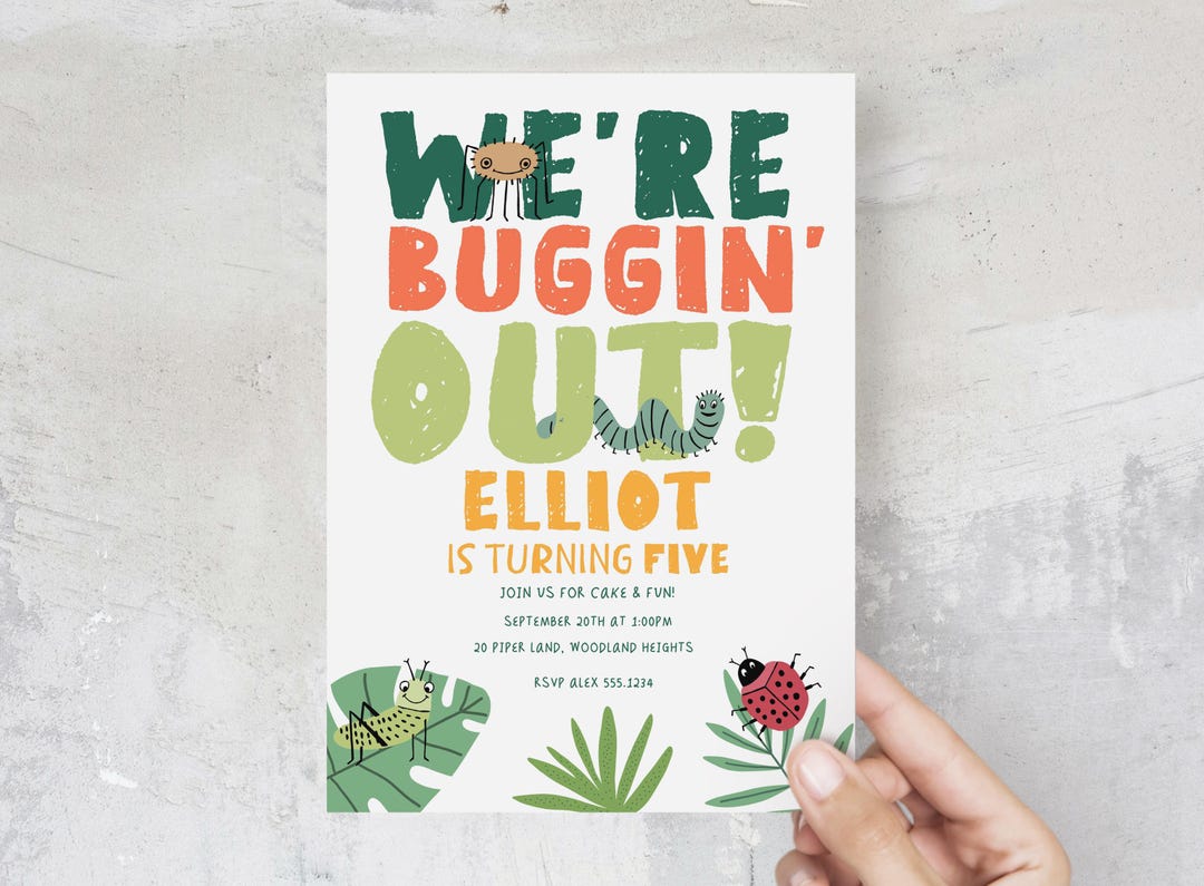 Bug Birthday Party Invitation, Editable Kids Insect Themed Birthday ...