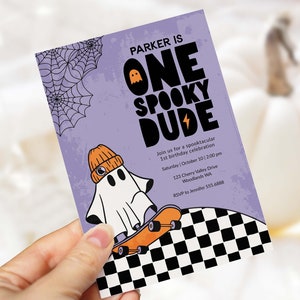 One Spooky Dude Invitation Template, Halloween Boy 1st Birthday ...