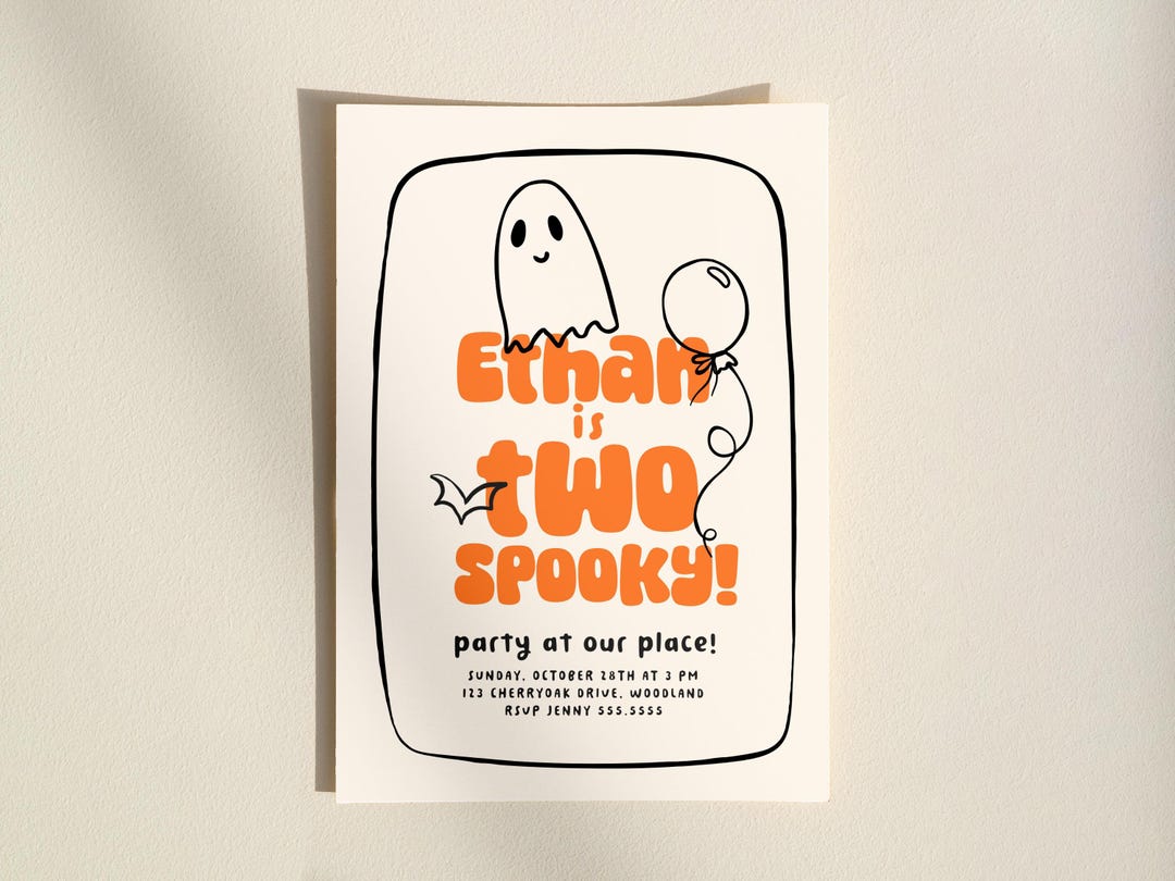 Two Spooky Invitation Template, Printable Hand Drawn Halloween 2nd ...