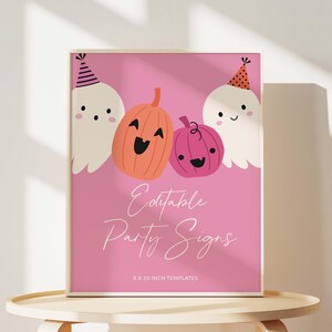 Hot Pink Halloween Birthday Signs, Editable Spooky Girl Birthday ...