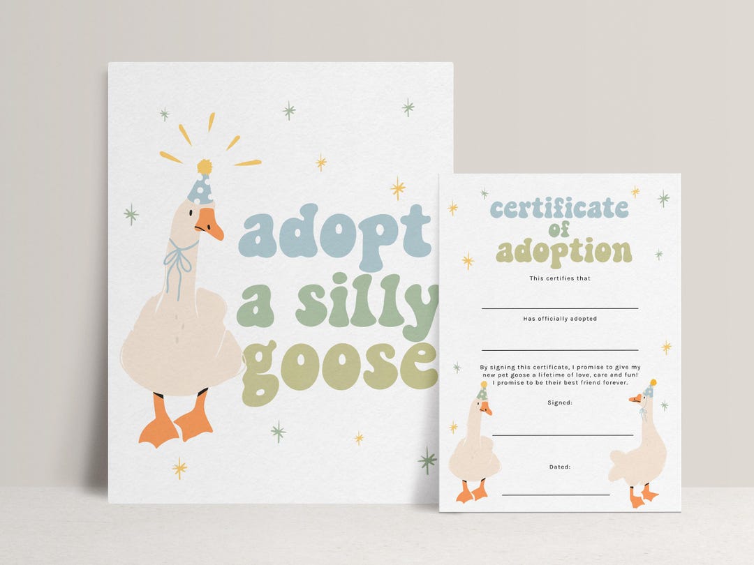 Adopt a Silly Goose Party Game, Printable Adopt a Goose Sign, Goose ...
