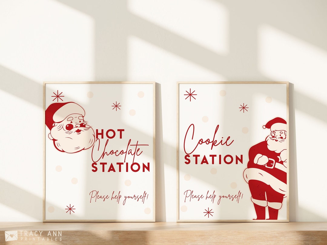 Retro Editable Custom Party Signs, Santa Claus Christmas Party Signs ...