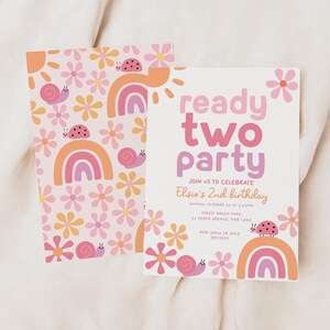 Ready Two Party Invitation, Girl 2nd Birthday Party Invitation Template ...