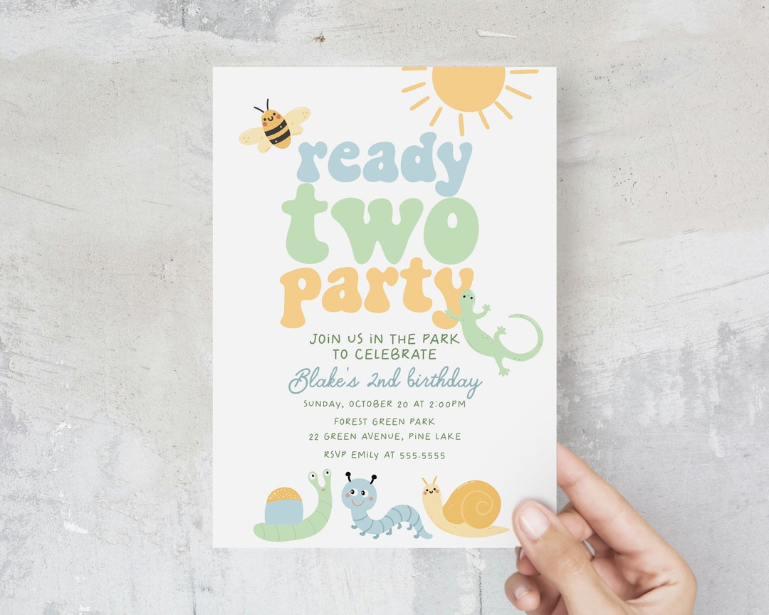 Ready Two Party Invitation, Boy 2nd Birthday Party Invitation Template ...