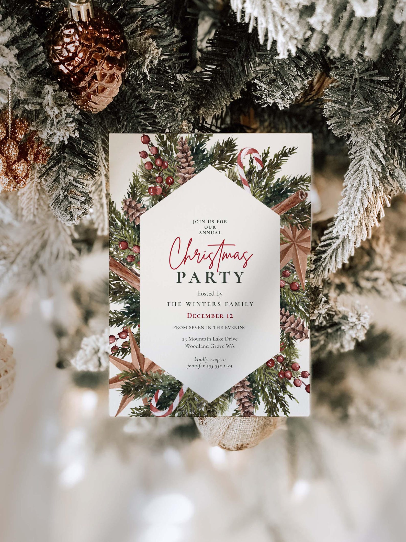 Christmas Party Invitation Printable Template, Editable Watercolor ...