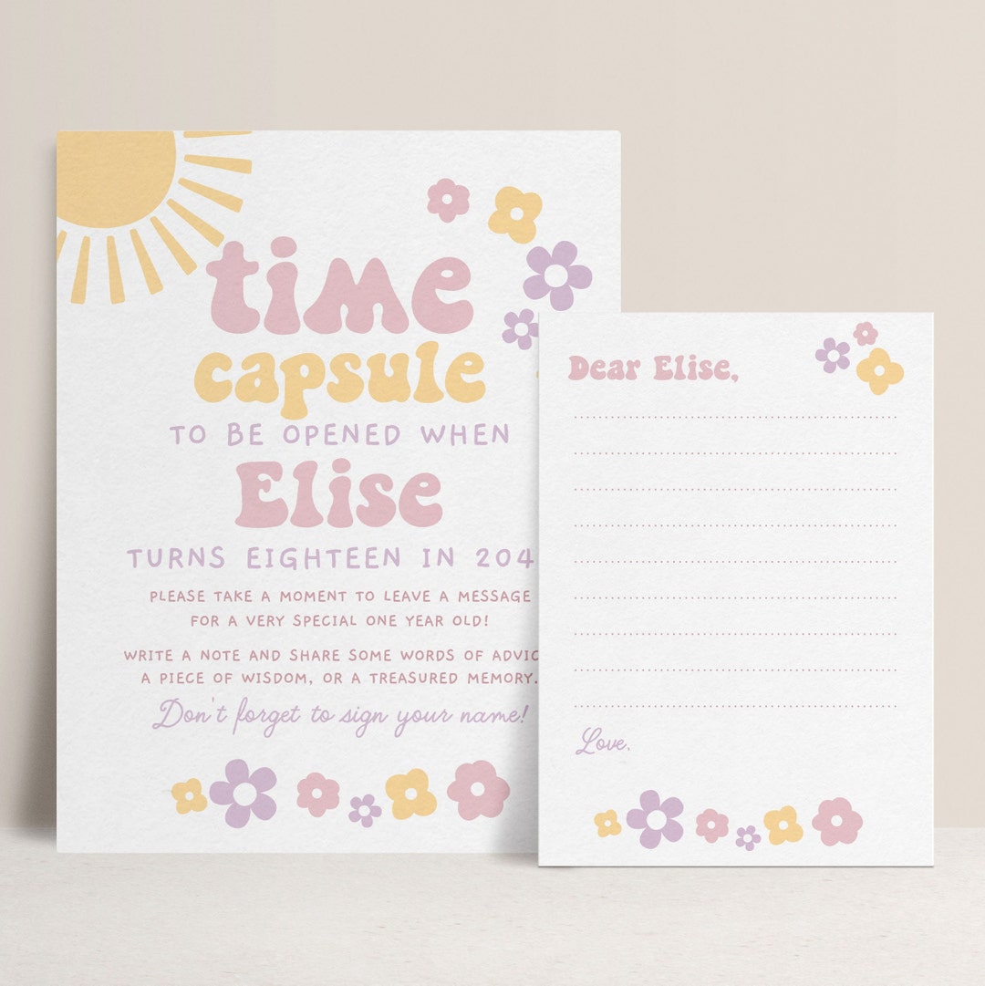 Pastel Summer Time Capsule Template, Girl 1st Birthday Time Capsule ...