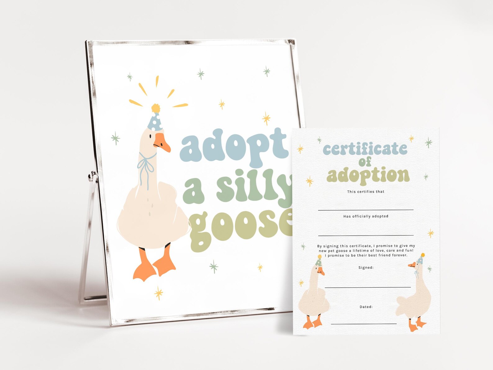 Adopt a Silly Goose Party Game, Printable Adopt a Goose Sign, Goose ...